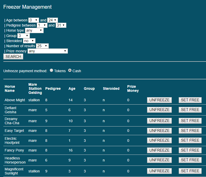 Freezer Management | The Official Hooves of Fire: Horse Racing Game Wiki